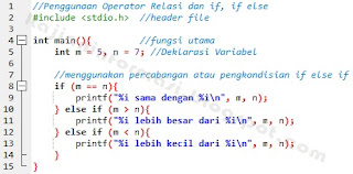 Source Code Penerapan Operator Relasi pada C++ | Kajian Informasi