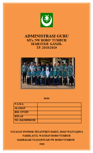 Buku Administrasi Guru dan Wali Kelas Terbaru Tingkat MTs/SMP TP. 2018/2019.