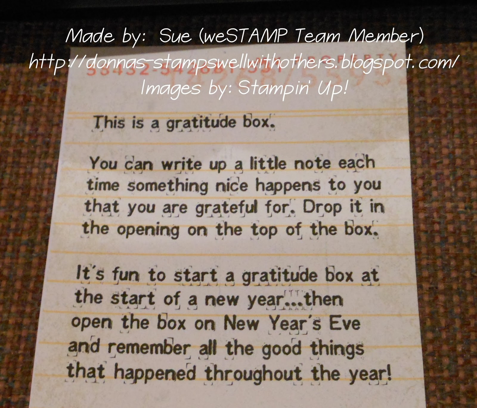 Stamps Well With Others: The Gratitude Box - by Sue