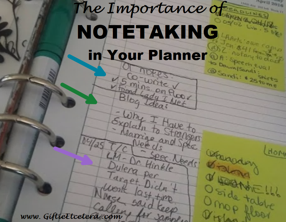 Why You Should Be Taking Notes in Your Planner | Giftie Etcetera: Why ...