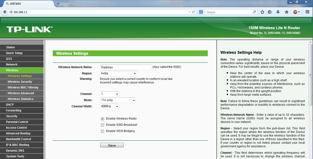 Vaibhav: Best settings for WiFi Router for Improved Performance