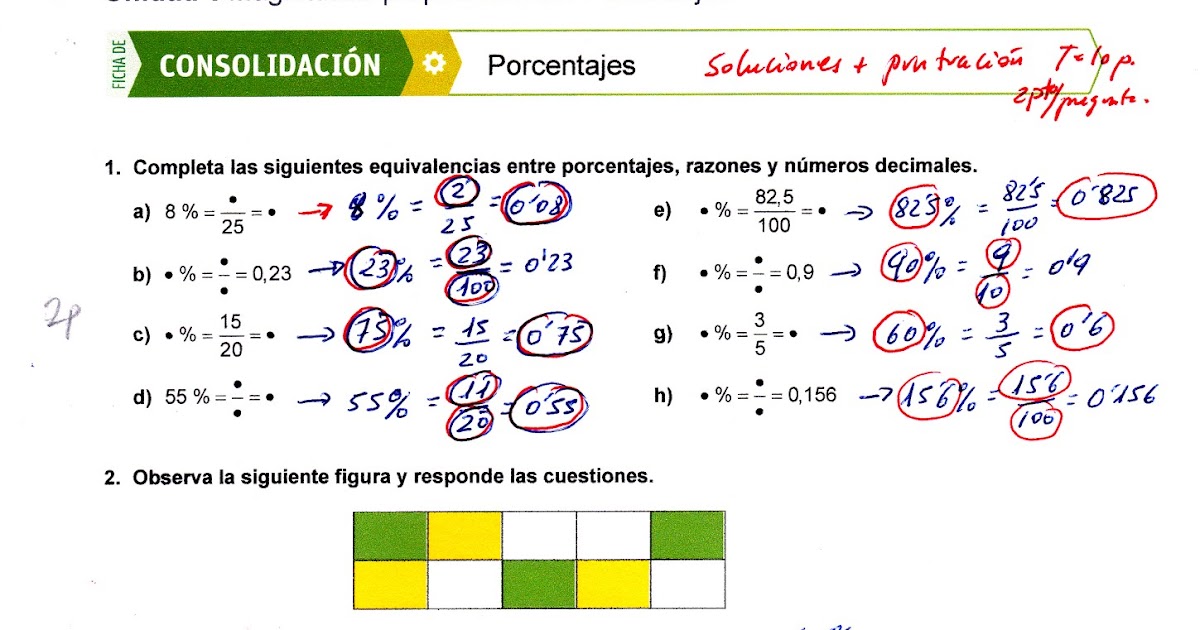 Rosa Mirasierra Soluciones Y PuntuaciÓn Del Control De Porcentajes