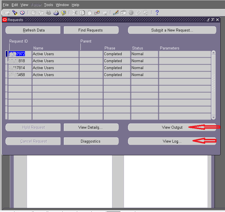 RUN Oracle concurrent request from back end