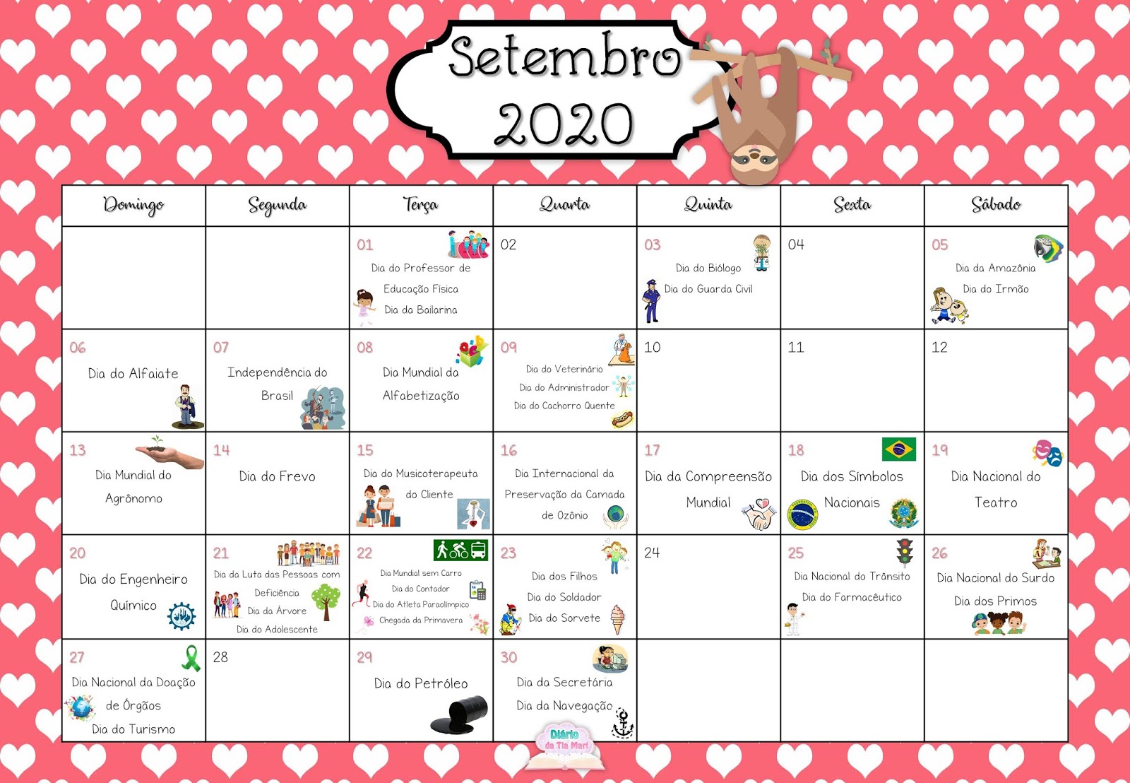 Calendário Comemorativo - Setembro/2020