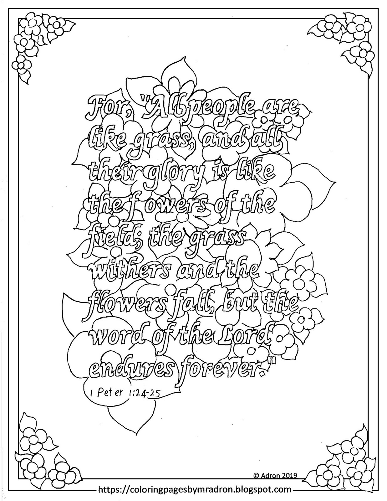 Coloring Pages for Kids by Mr. Adron: Free 1 Peter 1:24-25 Print and ...