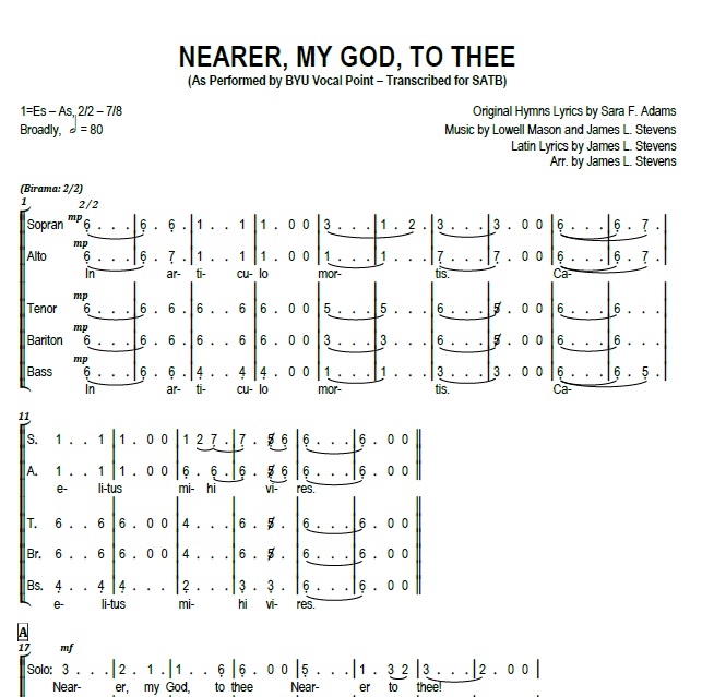 NEARER MY GOD TO THEE - BYU (SATB)