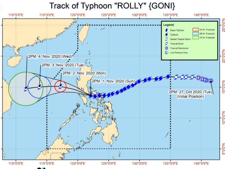 Typhoon 'Rolly' threatens Batangas-Cavite; Signal No. 3 up in 13 areas