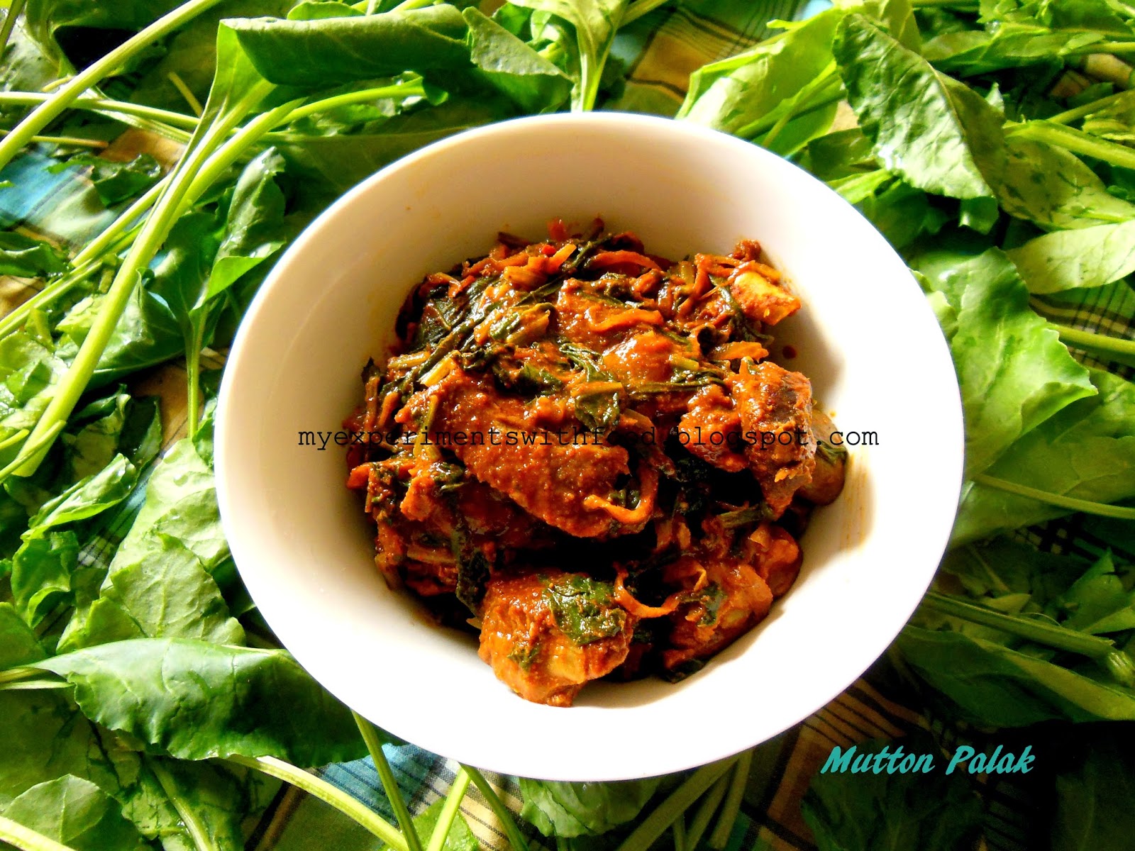My Experiments With Food: Mutton Palak/ Palak Gosht