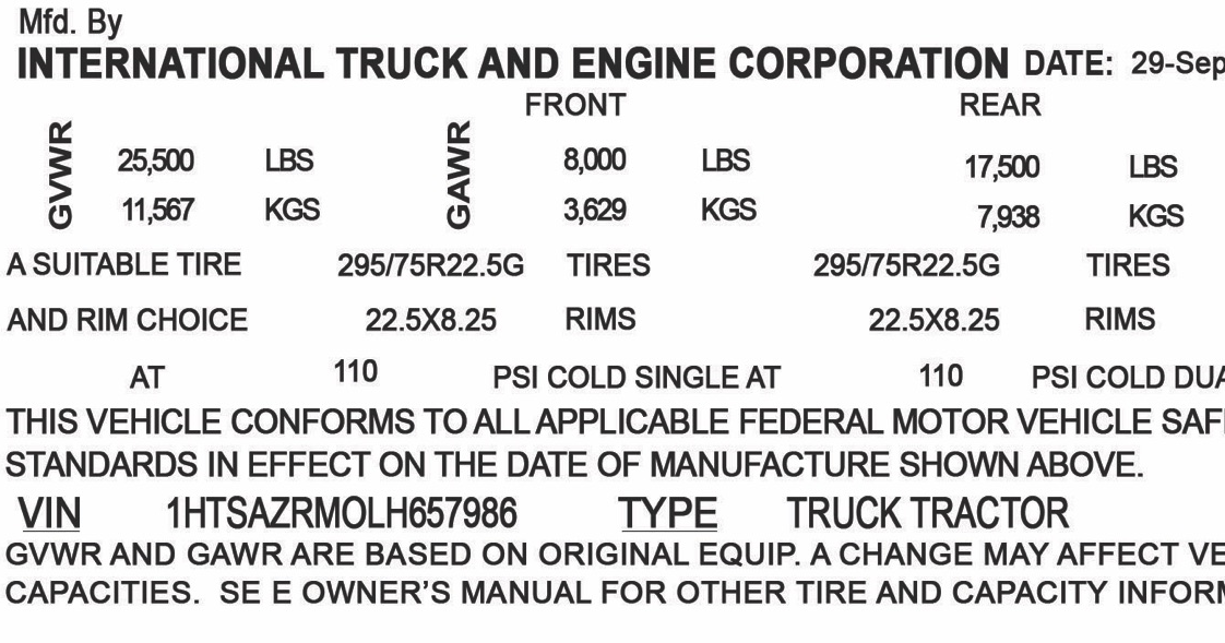 Replacement VIN (vehicle identification number) Stickers: Chevy Truck ...