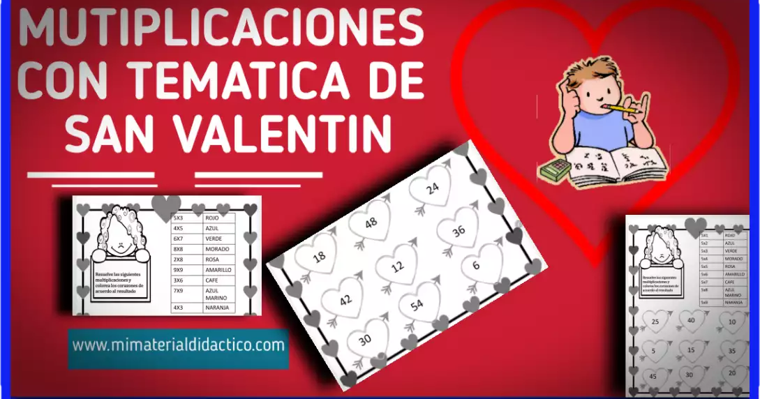 FICHEROS DE MULTIPLICACIONES CON TEMATICA DE 14 DE FEBRERO | MATERIAL ...