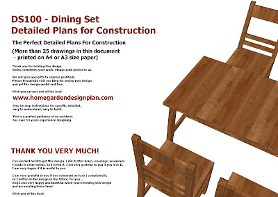 DS100 Dining Table Set Plans Woodworking Plans Outdoor Furniture Plans ...