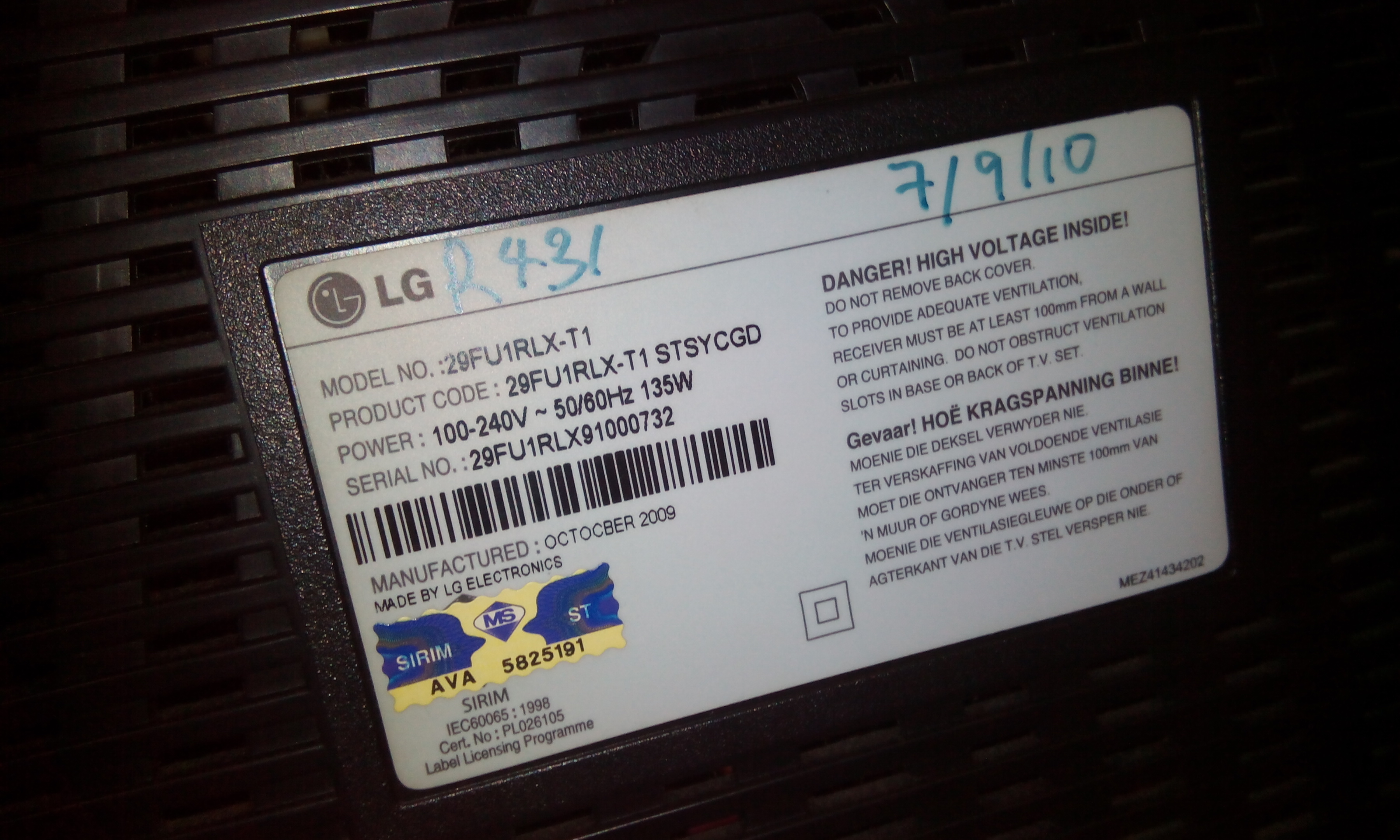 Life Begins at Forty: LG 29FU1RLX-T1 CRT TV repair