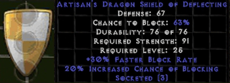 Best cRPGs: ARTISAN'S DRAGON SHIELD OF DEFLECTING, Diablo 2: Resurrected