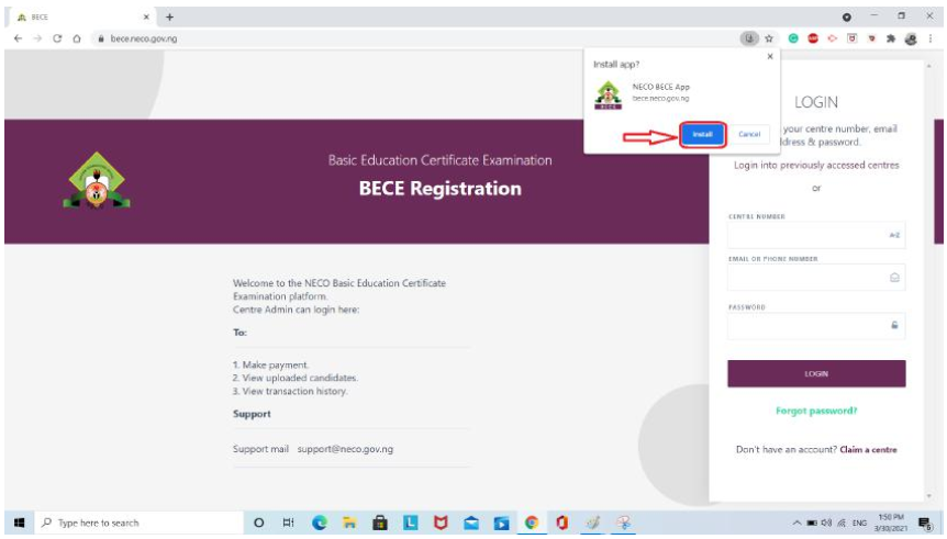 NECO BECE Online App Installation & Registration Guidelines