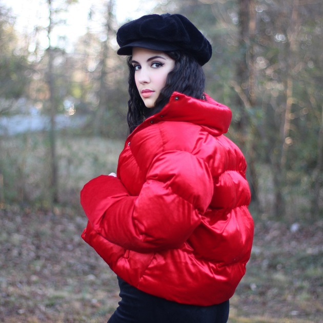 Libertad Green: SHEIN Red Velvet Puffer Jacket
