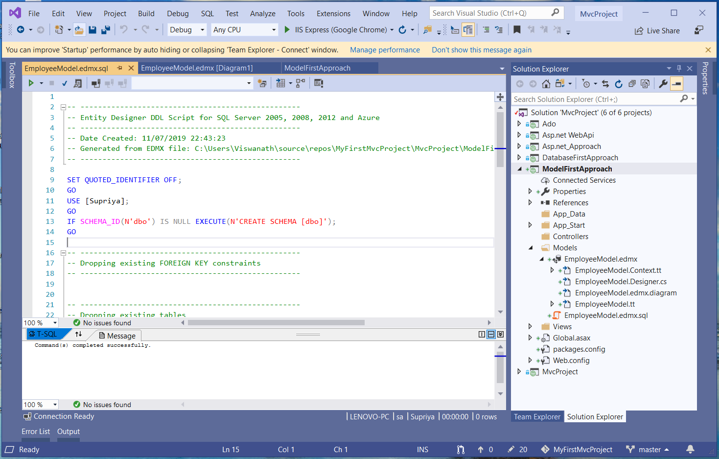 Test: Model First Approach using Entity Framework In ADO.NET