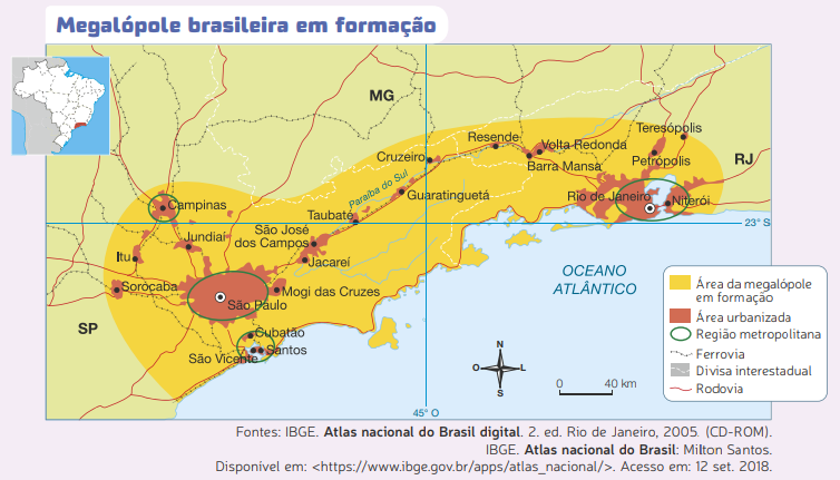 Blog de Geografia: Mapa - Megalópole brasileira em formação