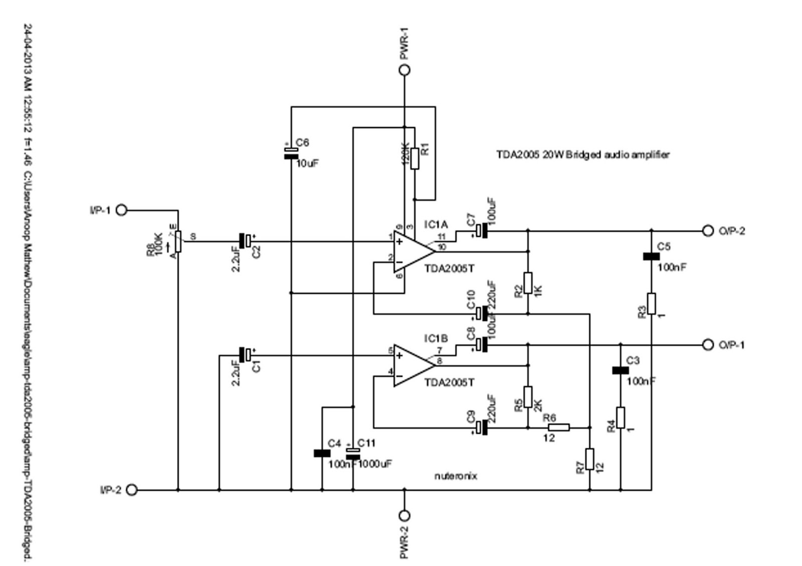 Tda2005 схема усилителя стерео 20 ватт - Схемы
