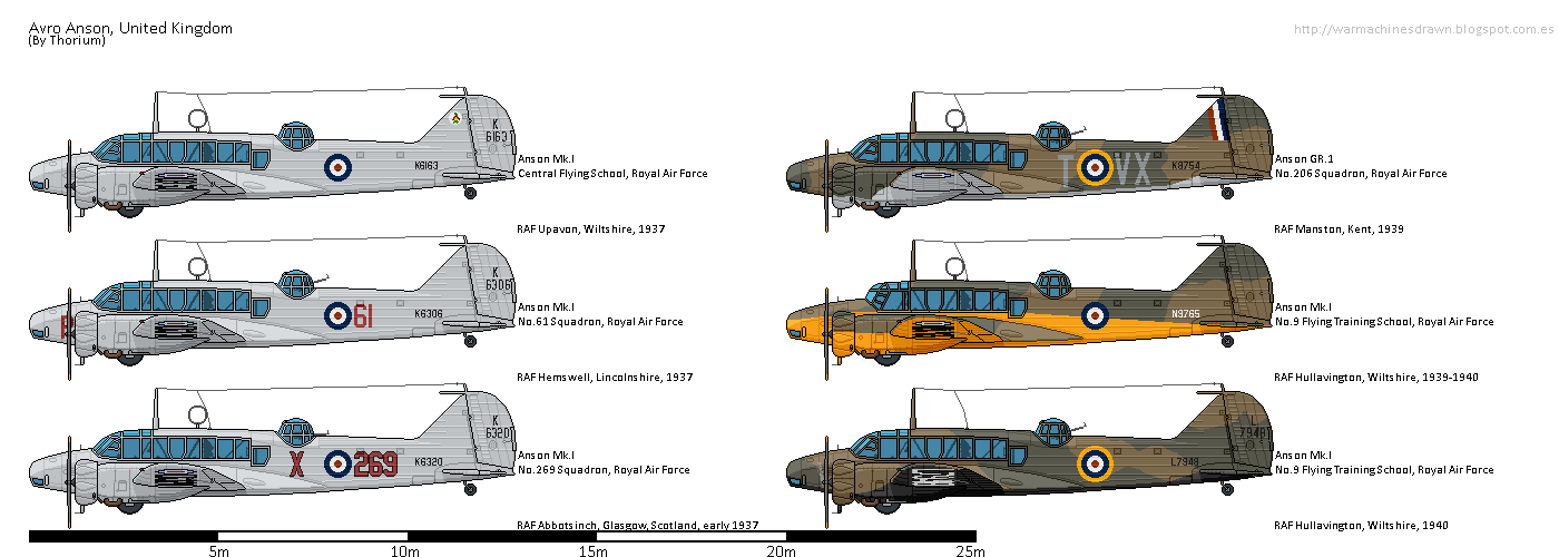 War Machines Drawn: Avro Anson, part Twelve, British users part one