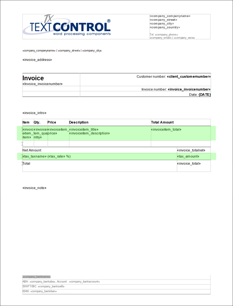 Text Invoice - Invoice Template