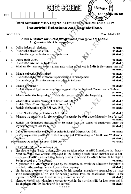 Visvesvaraya Technological University MBA (CBCS) Third Semester 16 ...