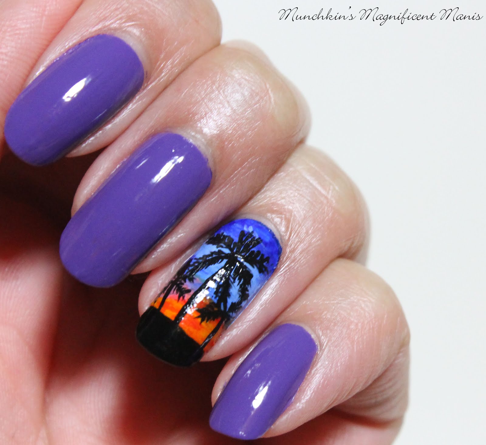 Munchkin’s Magnificent Manis: Sunset in Paradise- Tropical Nail Design