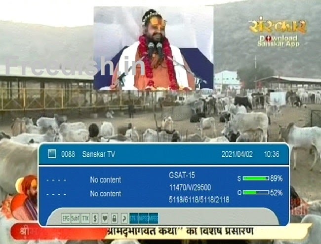 Sanskar TV shifted From MPEG-4 to MPEG-2, at Channel No 54