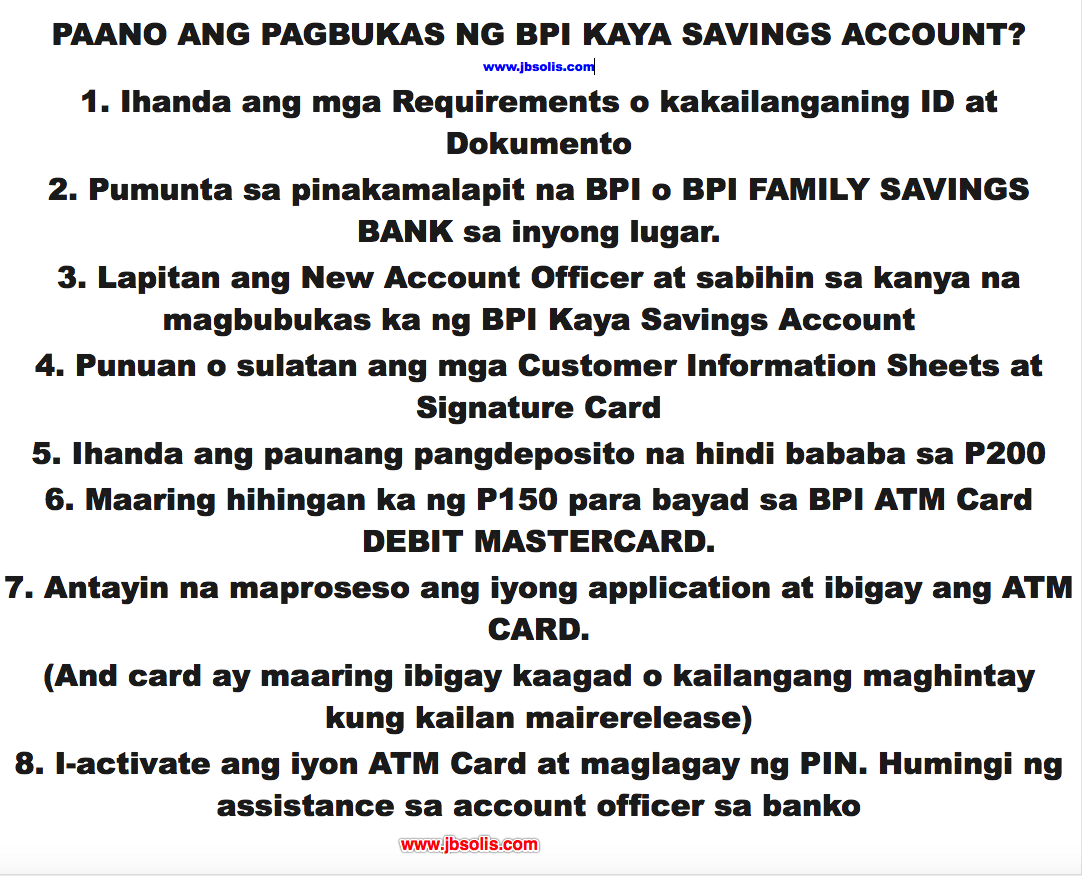 Magkano Ang Open Account Sa Bpi