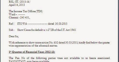 Income Tax Notice Reply Letter Format For PAN Update in Return
