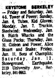 Rock Prosopography 101: Bay Area Rock Nightclub Survey: Berkeley ...