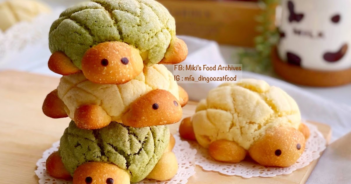 Miki's Food Archives : Cute Turtle Melon Pan 可爱小龟日式菠萝包【Plain & Matcha ...