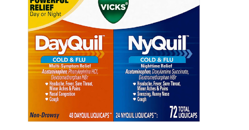 Vicks Dayquil & Nyquil Cough, Cold & Flu Relief Combo 48 Dayquil + 24 ...
