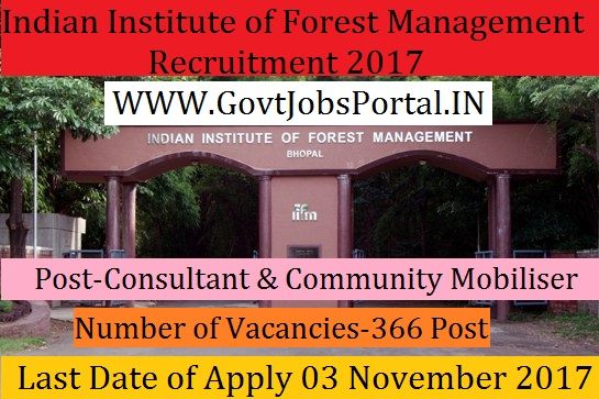 Indian Institute of Forest Management (IIFM) Recruitment 2017 – 366 ...