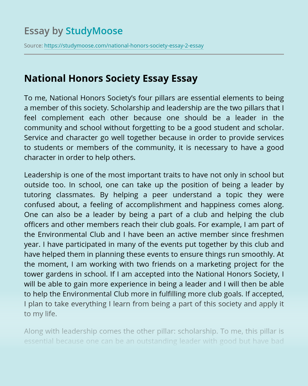 National Honor Society Essay Examples - Collage Template