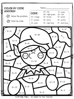 An Apple For The Teacher: Christmas Color By Number Worksheets
