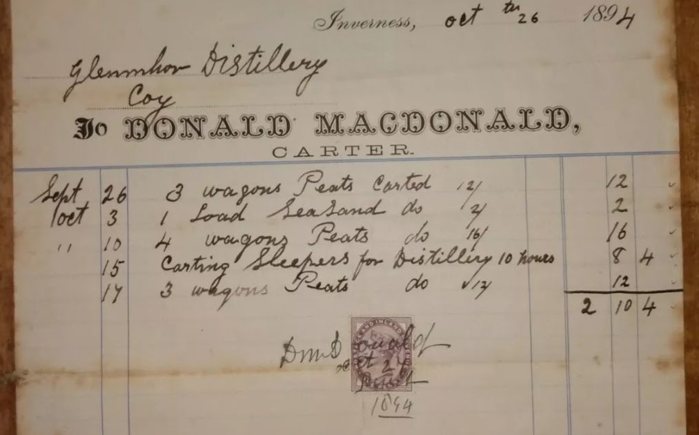Glen Mhor invoice 1894