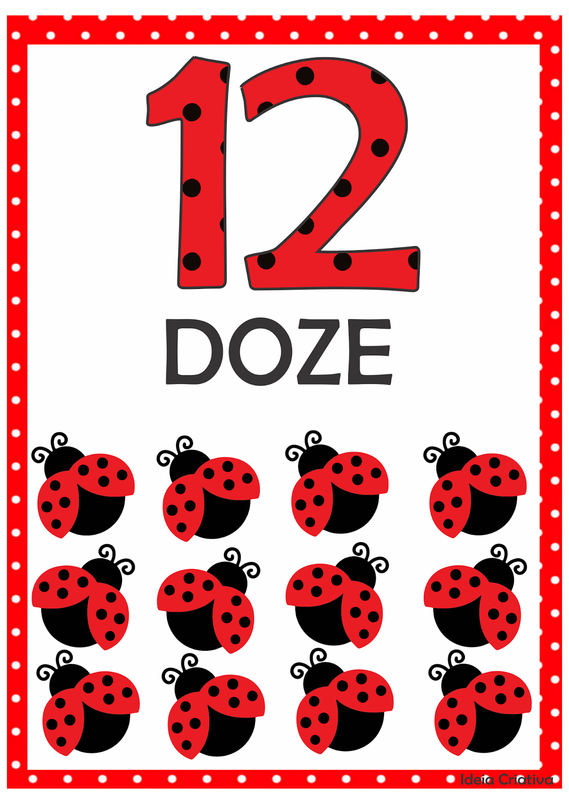 Numerais Joaninha para Imprimir Grátis