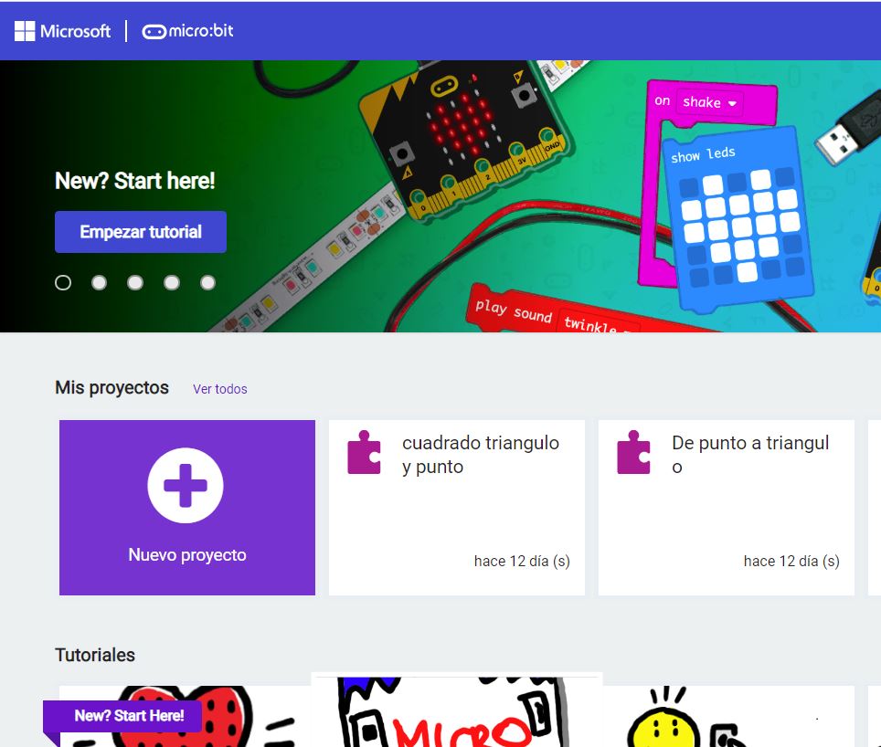 Codificar la micro-bit utilizando la pagina https://makecode.microbit.org/