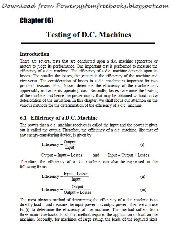Chapter 6: Testing of DC machine