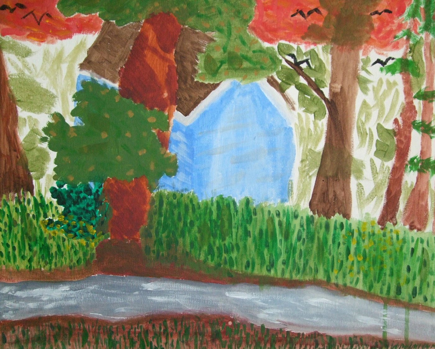 highschoolart: Plein Air Acrylic Painting High School Art