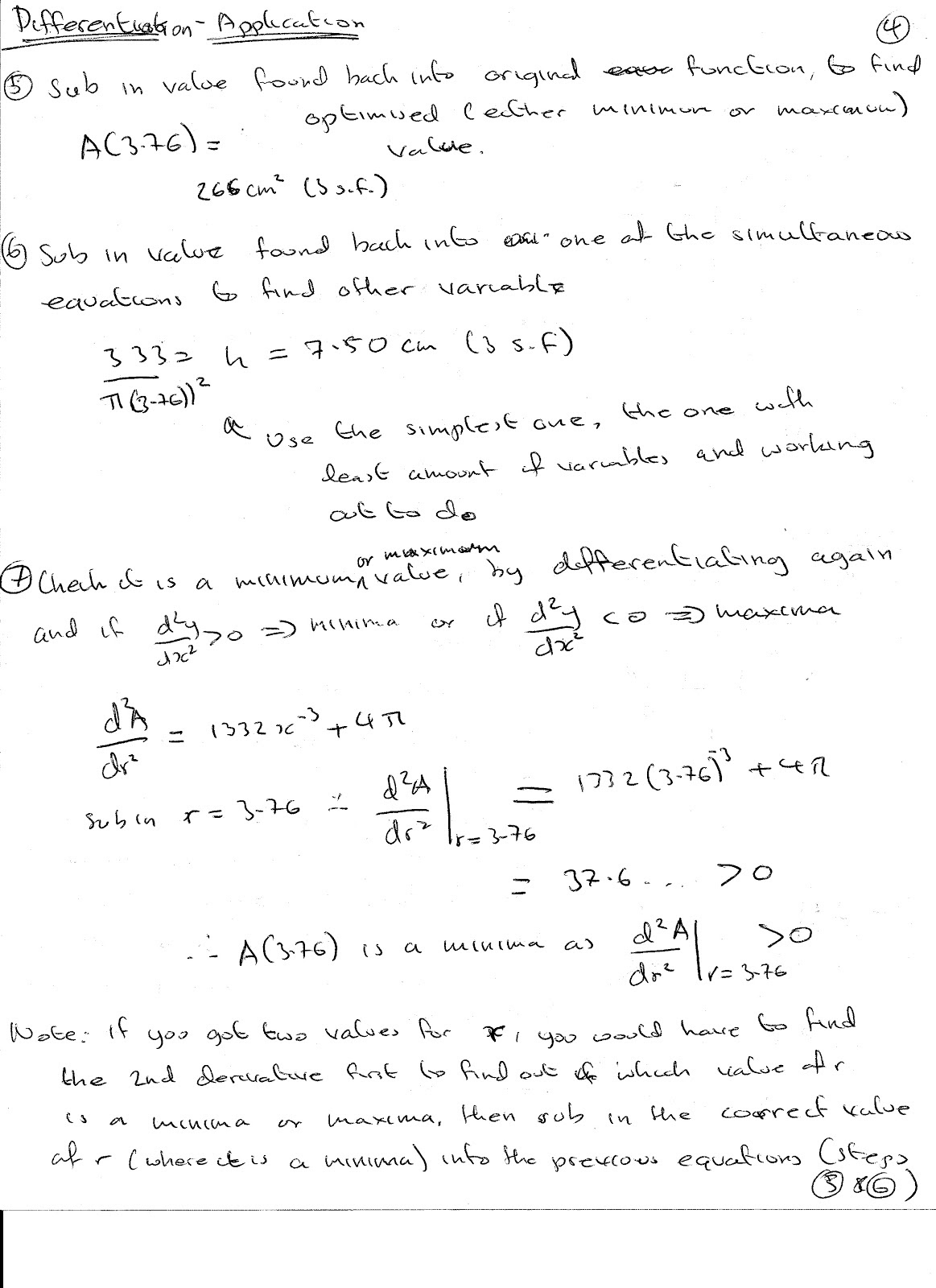 A Level Maths Notes: Differentiation - Applications