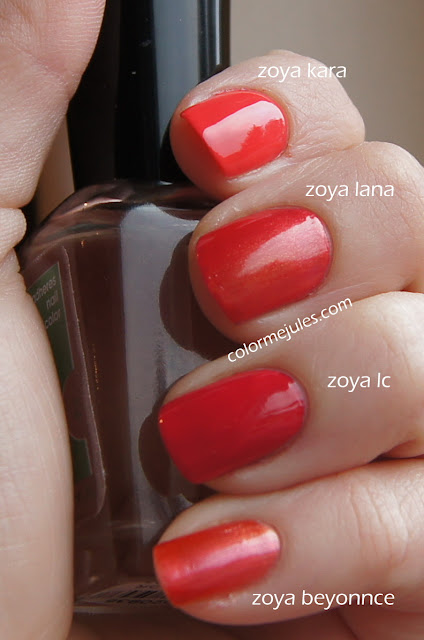 Color Me Jules: Zoya Corals - Kara, Lana, LC, Beyonnce