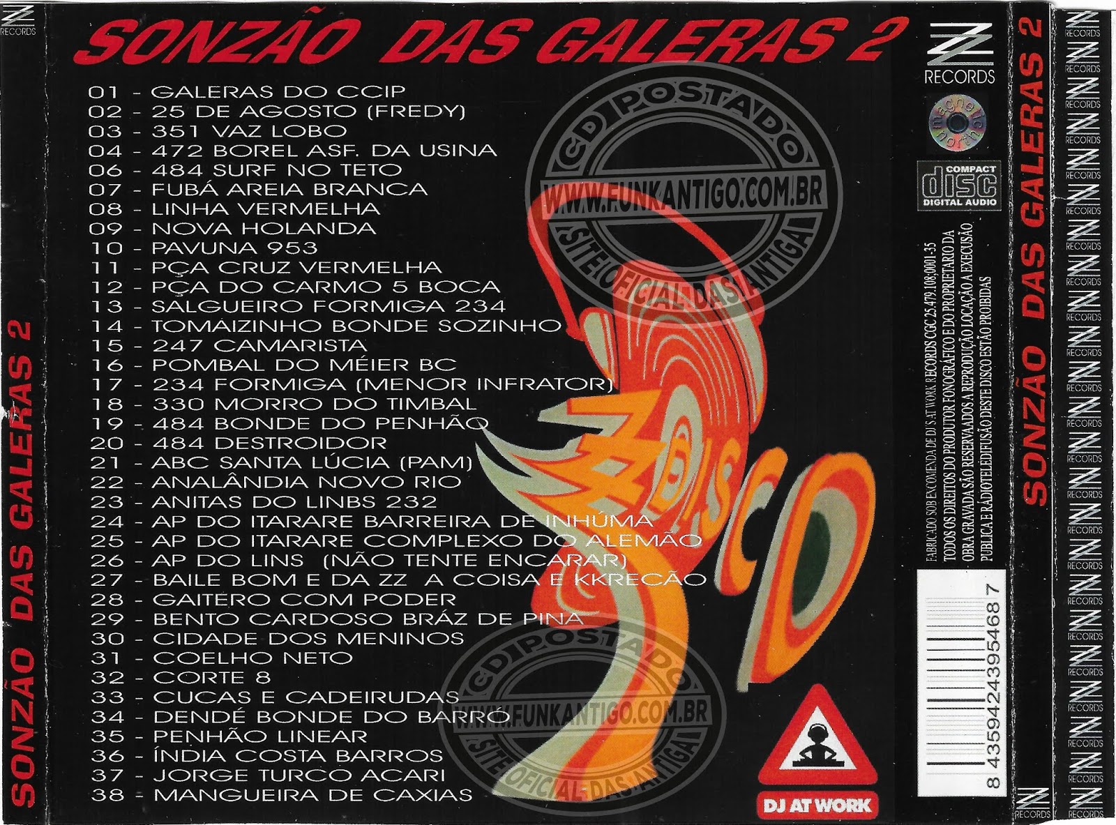 ZZ CLUB - SOMZÃO DAS GALERAS - VOLUME 2 (38 FAIXAS) 1998 - Site Funk antigo
