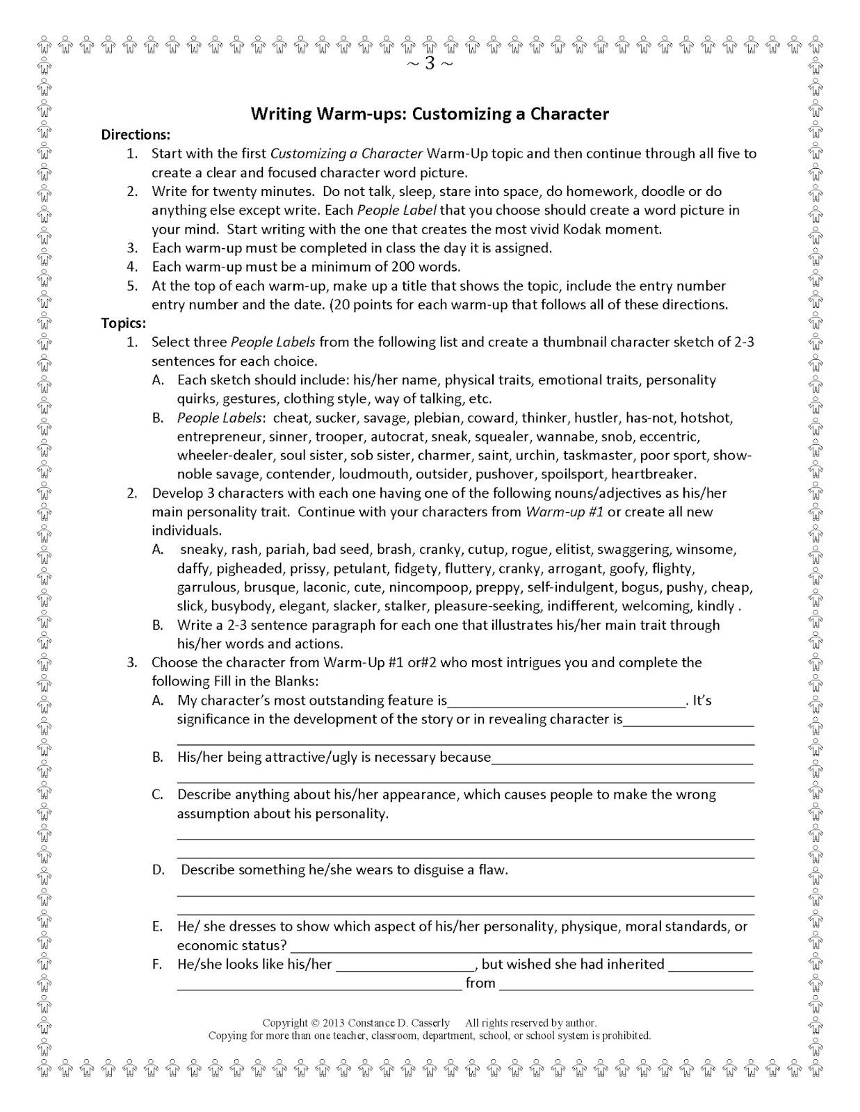 TEACH IT WRITE : Five Ways Writers May Customize Character