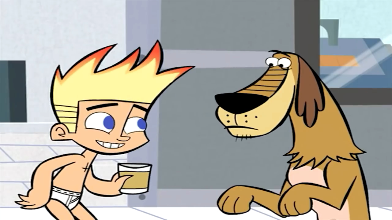 Shirtless Drawn Cartoon Boys: Johnny Test & Bling-Bling Boy in Briefs