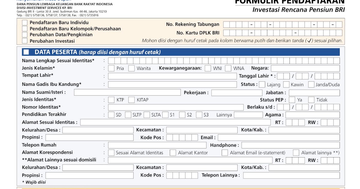 DPLK BRI: Formulir