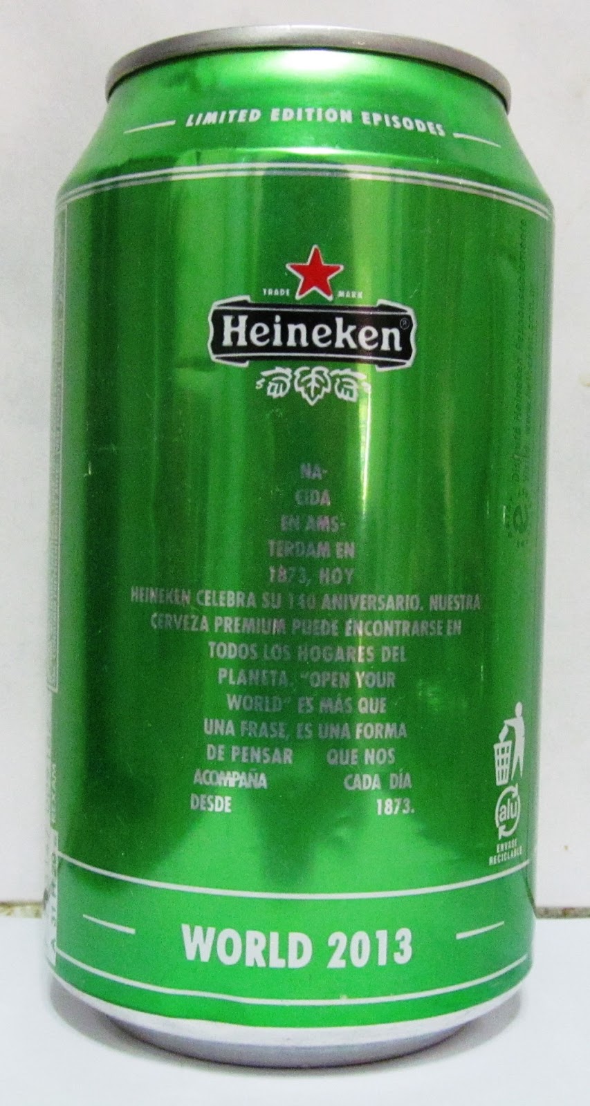 LATAS Y BOTELLAS COLECCIÓN: HEINEKEN WORLD 2016 , ARGENTINA 2013