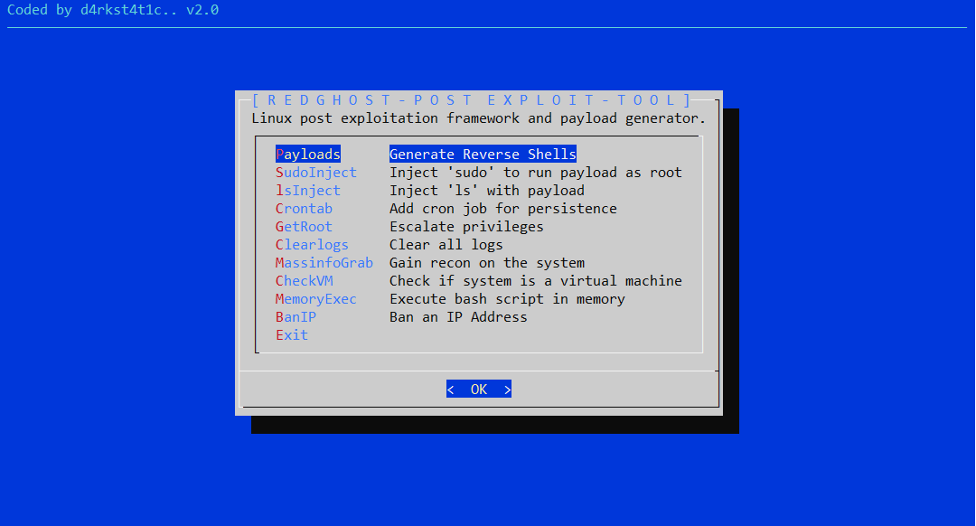 Redghost Linux Post Exploitation Framework Hackers Online Club Hoc