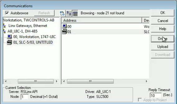 1747-UIC: USB To DH-485 Configuration