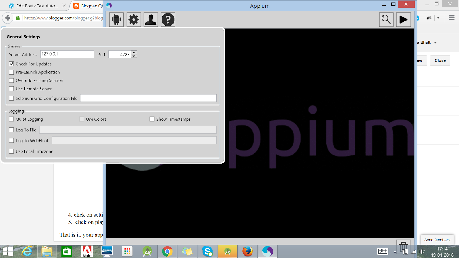 Start appium server from eclipse - rewardlo